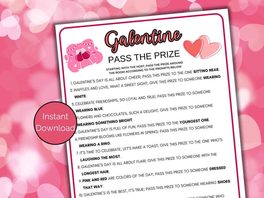 Galentines Pass the Prize, Printable Galentine's Pass the Parcel Game ...