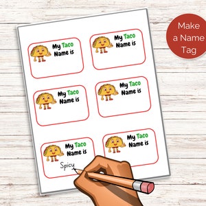 What's Your Taco Name Game + Name Tags, Cinco De Mayo Game, Mexican ...