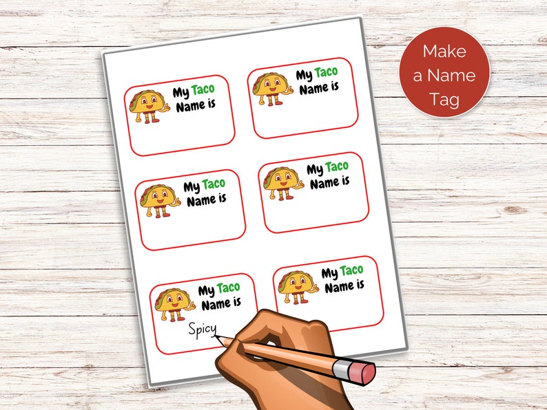 What's Your Taco Name Game + Name Tags, Cinco De Mayo Game, Mexican ...