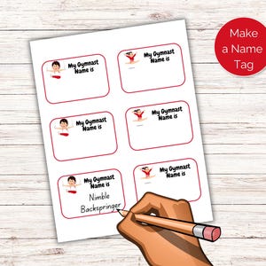 What's Your Gymnast Name Game + Name Tags, Gymnastics Party Game ...