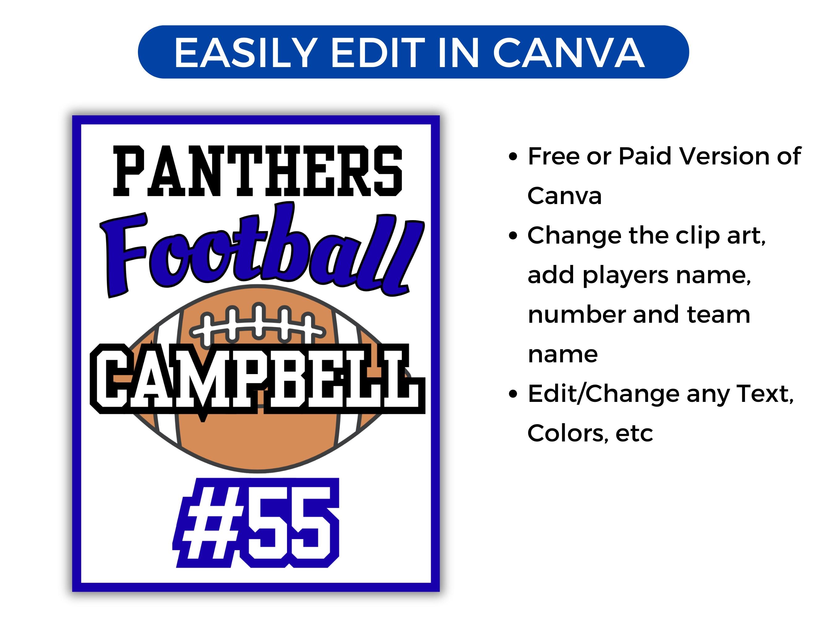 Editable Football Locker Sign Template, Custom Football Hotel Door Room ...