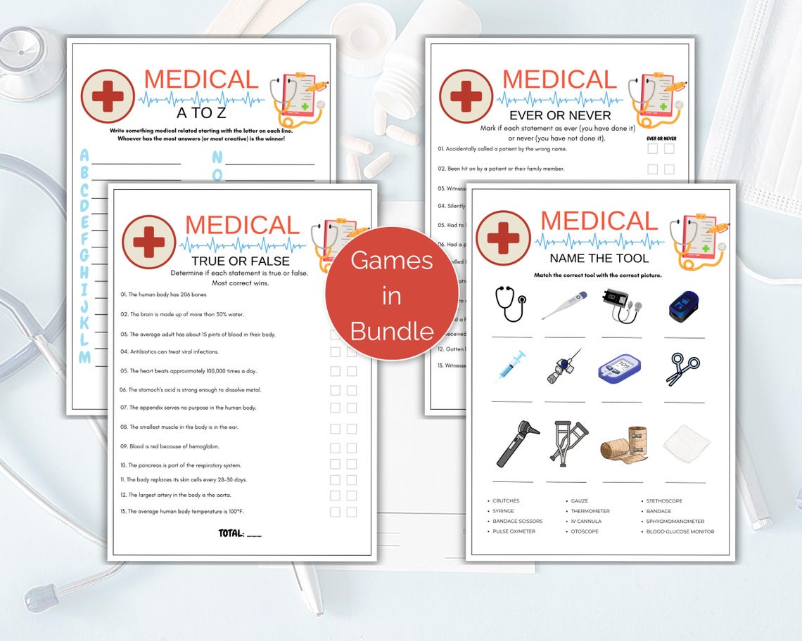 Medical Game Bundle, 15 Printable Medical Games, Nursing Games ...