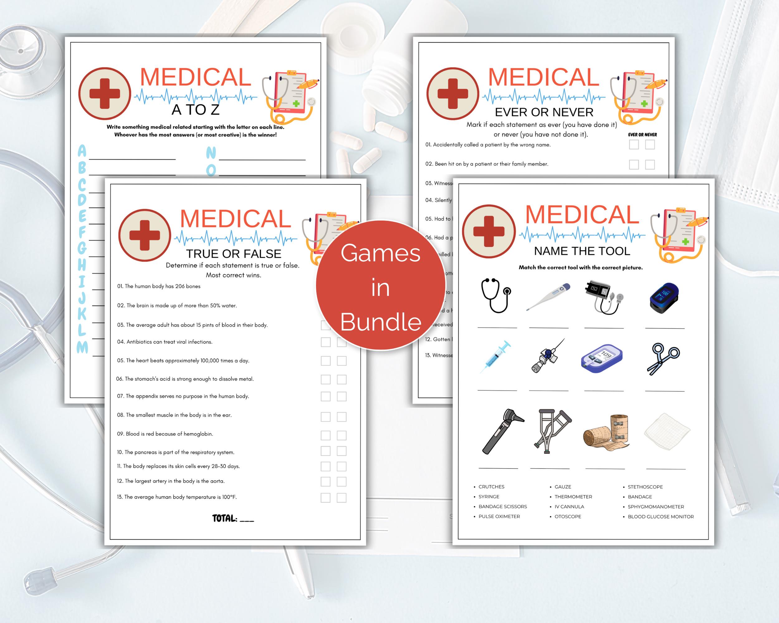 Medical Game Bundle, 15 Printable Medical Games, Nursing Games ...