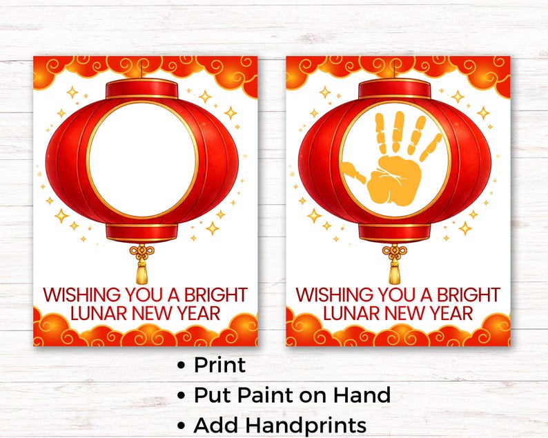 2026 Lunar New Year Handprint Art Bundle, Chinese New Year Handprint ...