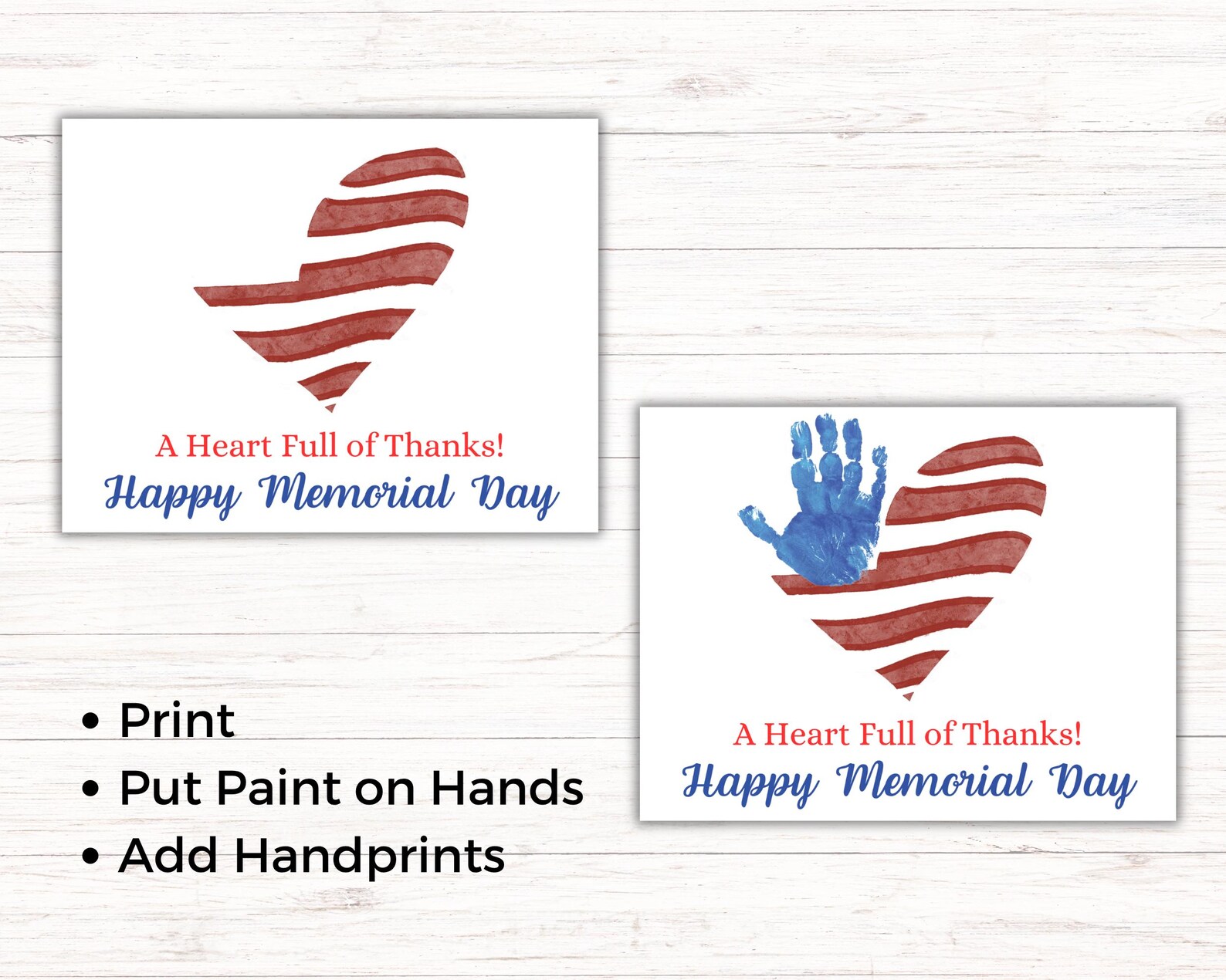 Memorial Day Heart Handprint Art, Memorial Day Flag Handprint Craft for ...