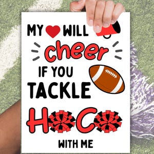 Editable Red Cheer + Football Homecoming Proposal Sign, Printable HOCO ...