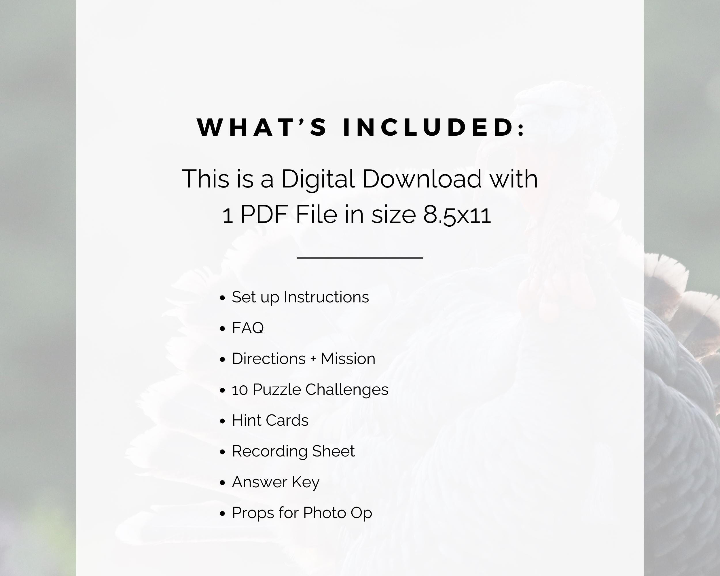 Missing Turkey Escape Room Game, Thanksgiving Printable Escape Room Kit ...