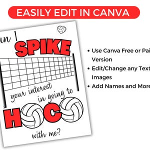 Editable Volleyball Homecoming Proposal Sign, Printable HOCO Poster ...