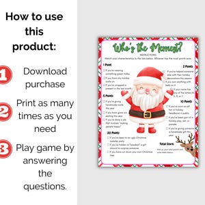 Who's the Merriest, Printable Christmas Party Game, Christmas Who is ...