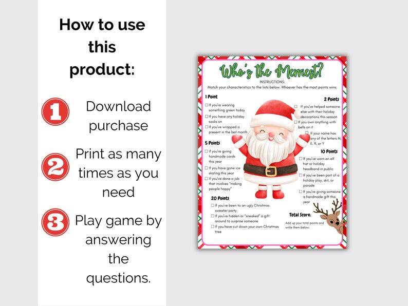 Who's the Merriest, Printable Christmas Party Game, Christmas Who is ...
