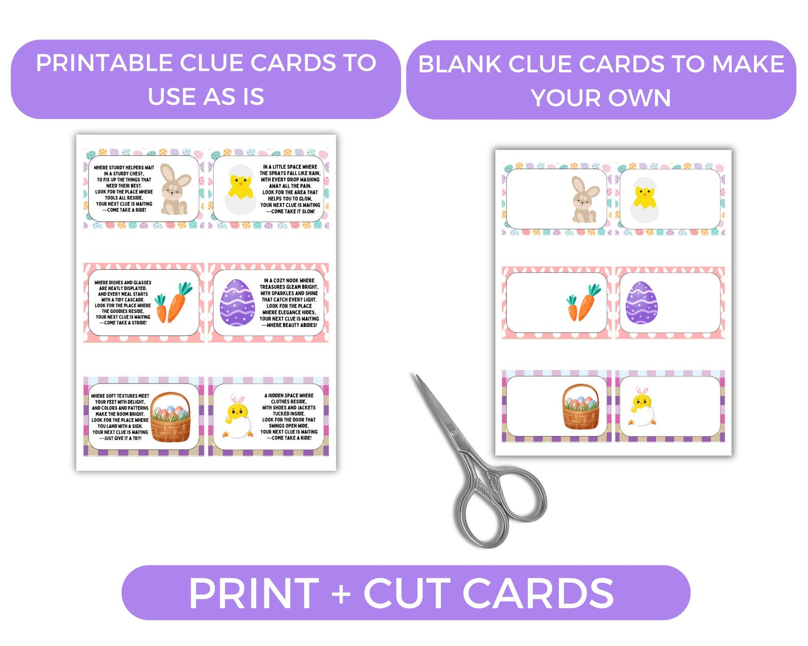 Easter Scavenger Hunt, Printable Indoor Easter Treasure Hunt Clues ...