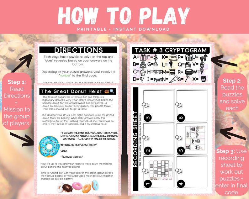 Donut Escape Room for Kids, Printable Escape Room Kit, Donut Party ...