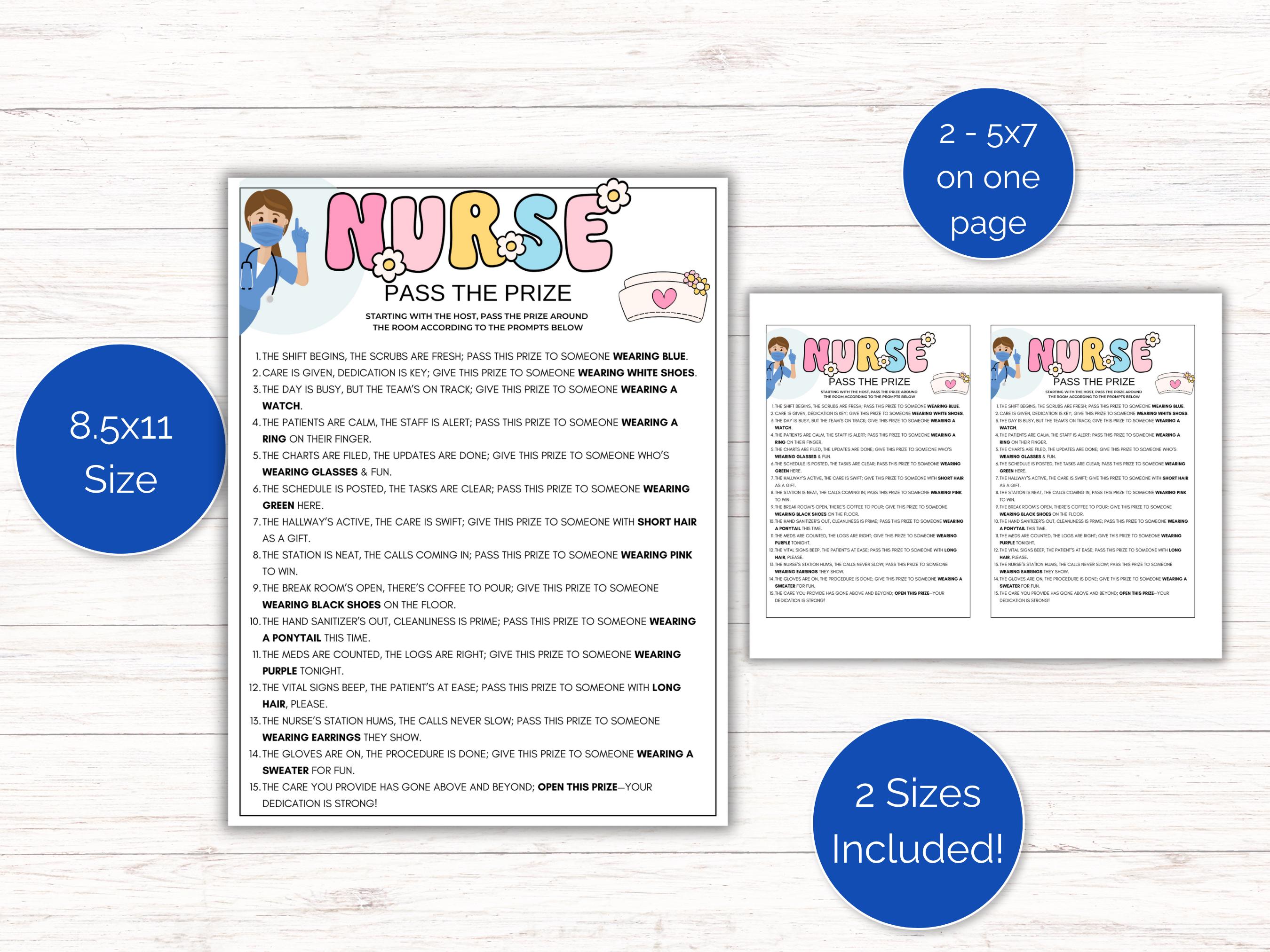 Nurse Pass the Prize, Printable Nurse Pass the Parcel Game, Nurse Party ...