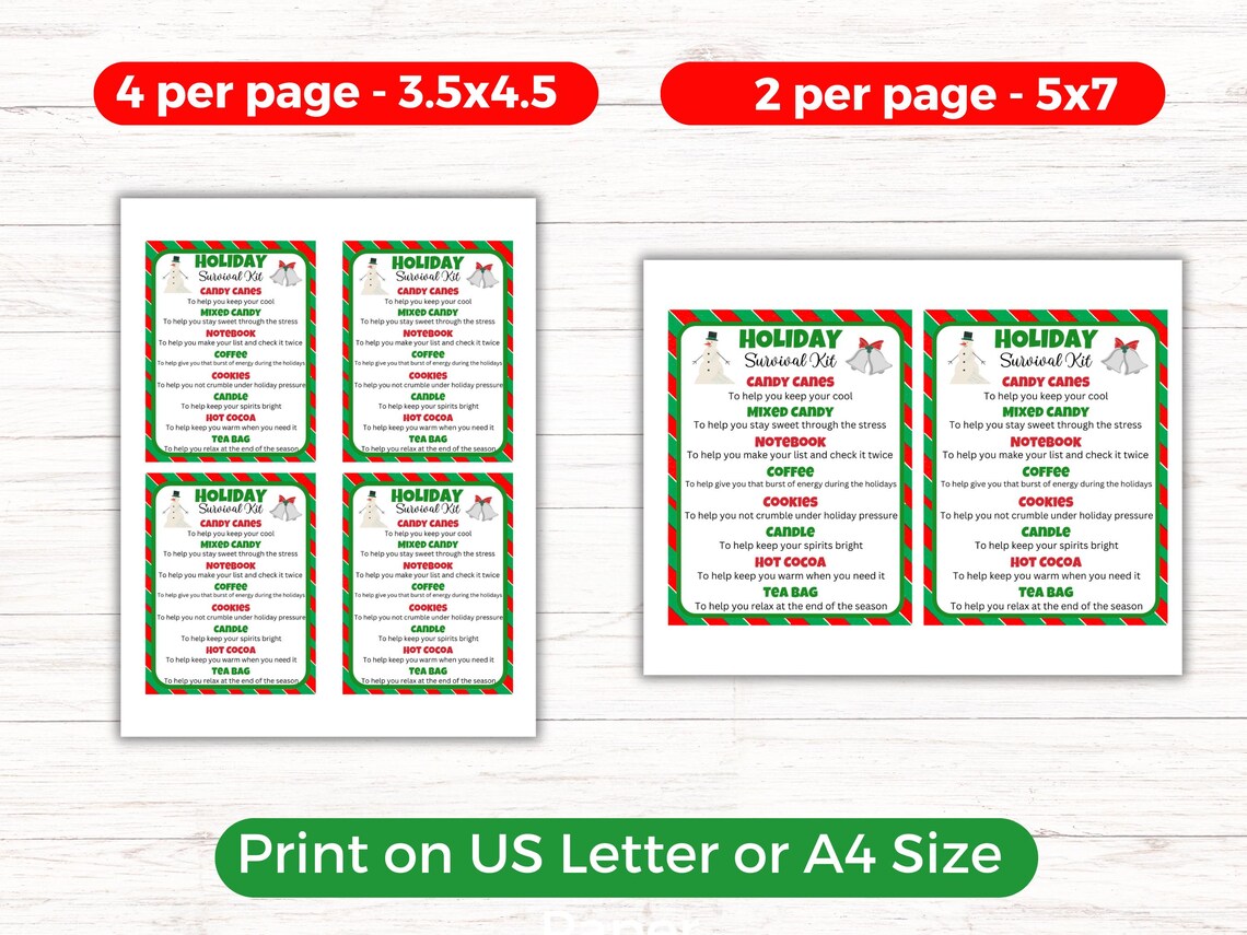 Editable Holiday Survival Kit Gift Tag Template, Holiday Gift Idea for ...