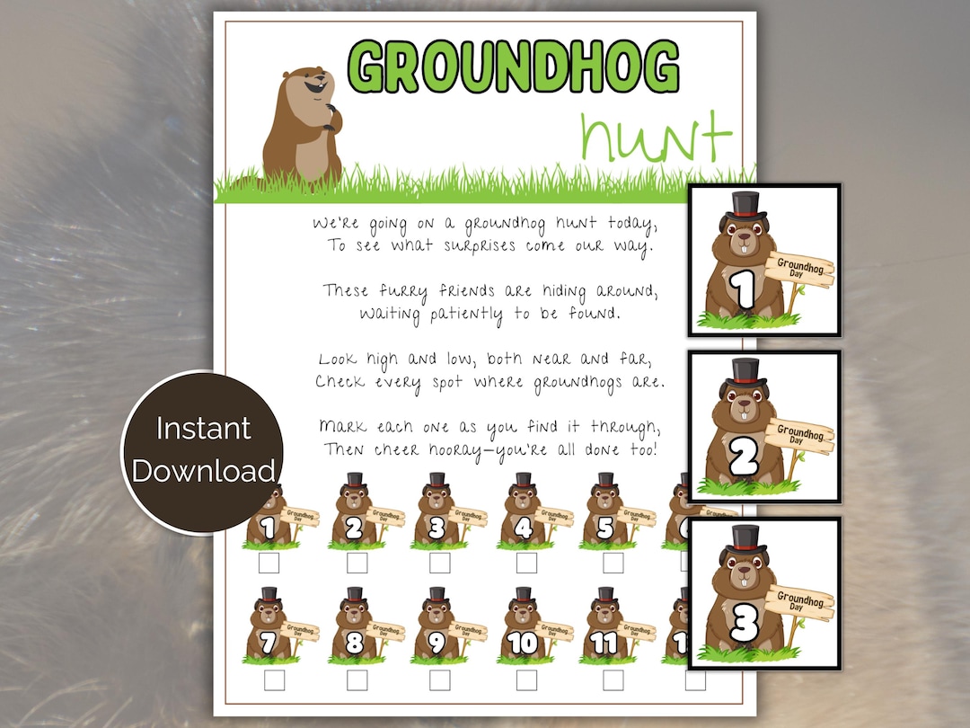 Groundhog Day Scavenger Hunt for Kids, Printable Groundhog Day Activity ...