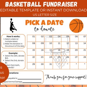 Basketball Fundraiser Calendar 2025 - Etsy