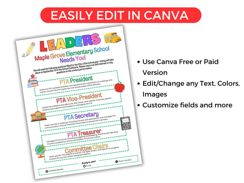 EDITABLE PTA PTO Elections Flyer Template, Pta Board Member Position ...