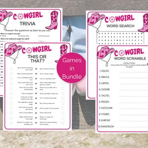 Cowgirl Game Bundle, Printable Cowgirl Party Games, Cowgirl Birthday ...