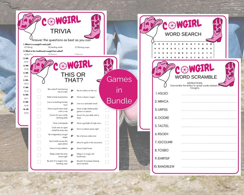Cowgirl Game Bundle, Printable Cowgirl Party Games, Cowgirl Birthday ...