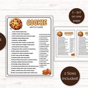 Cookie Match Game, Printable Cookie Exchange Game, Cookie Matchup Game ...