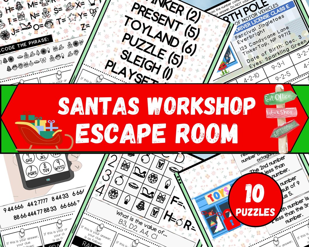 Santas Workshop Escape Room Game, Printable Christmas Escape Room for ...
