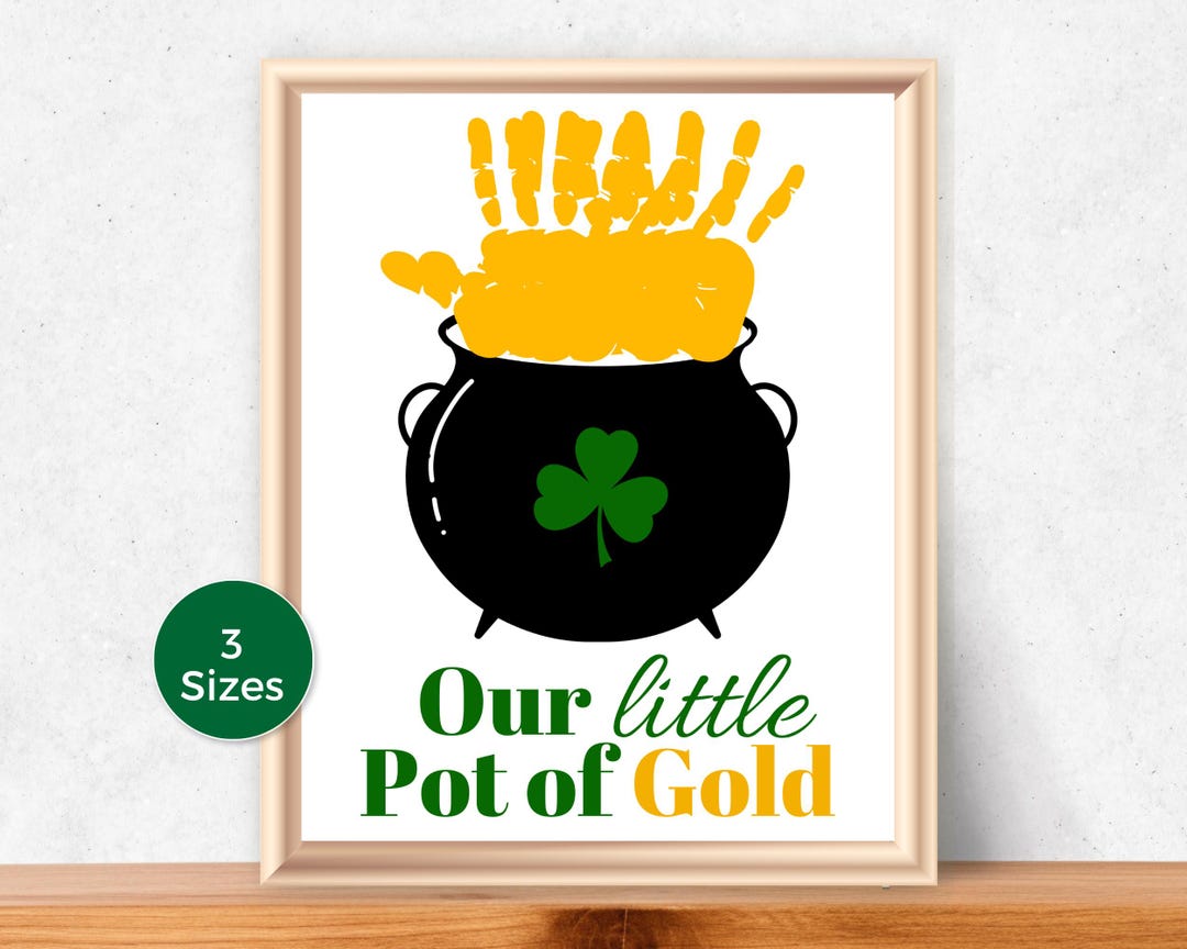 St Patricks' Day Handprint Art, Pot of Gold Handprint Craft for ...
