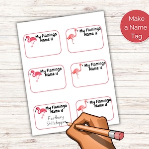 What's Your Flamingo Name Game + Name Tags, Flamingo Baby Shower Game ...