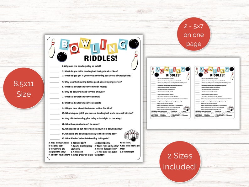 Bowling Jokes, Bowling Riddles, Bowling Birthday Party Game, Bowling ...