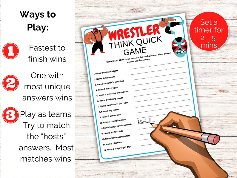 Wrestling Think Quick, Wrestling Birthday Party, Wrestling Watch Party ...