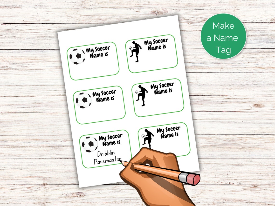 What's Your Soccer Name Game + Name Tags, Soccer Birthday Party ...