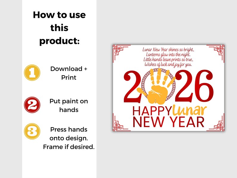 2026 Lunar New Year Handprint Art Bundle, Chinese New Year Handprint ...