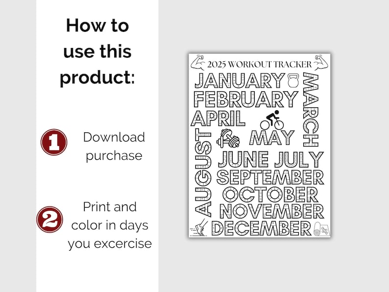 2025 Workout Tracker Coloring Page, Printable Fitness Tracker Coloring ...