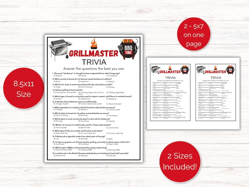 Grillmaster Trivia Game, BBQ Trivia, I Do BBQ Activity, BBQ Party Games ...