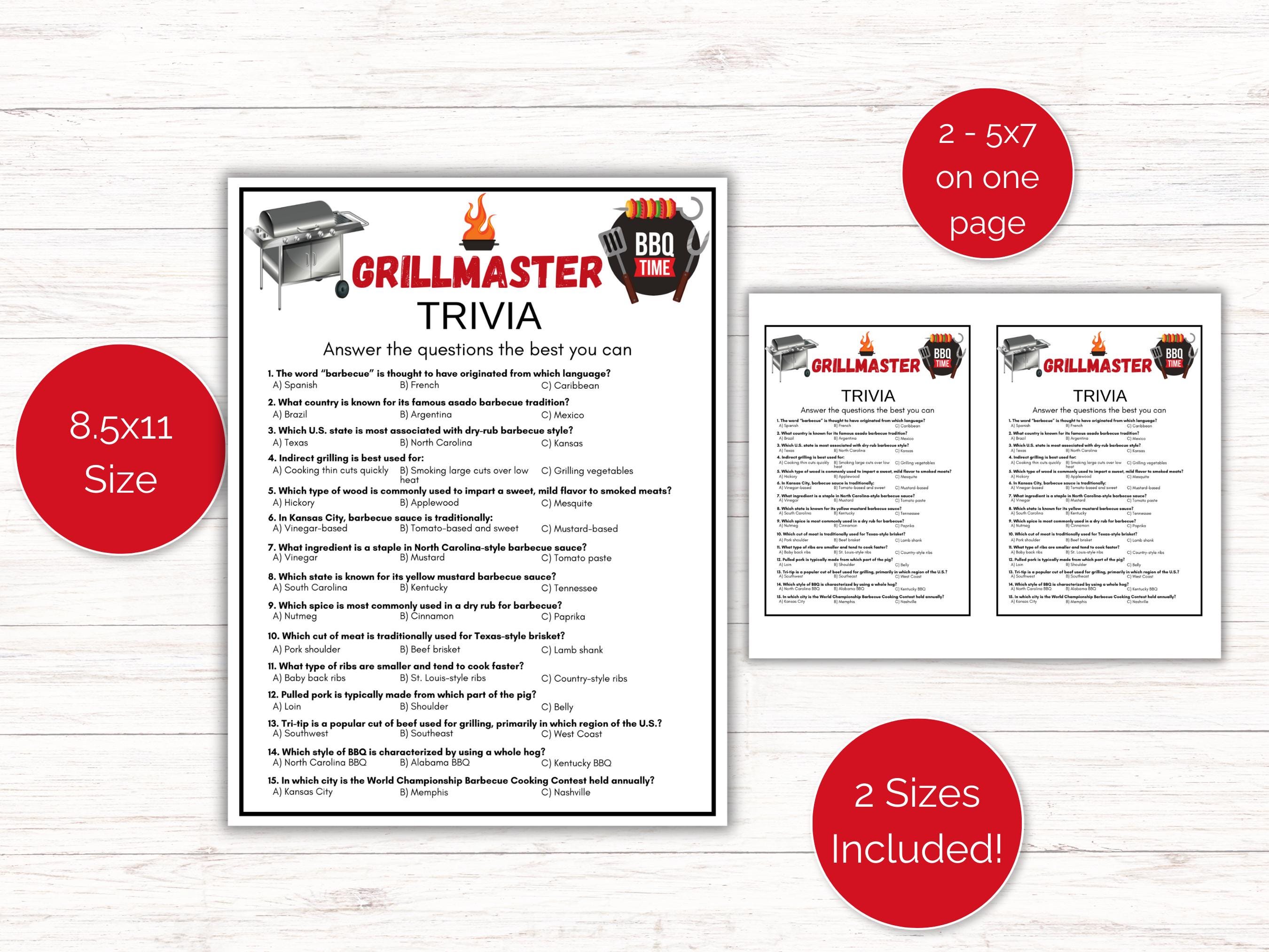Grillmaster Trivia Game, BBQ Trivia, I Do BBQ Activity, BBQ Party Games ...