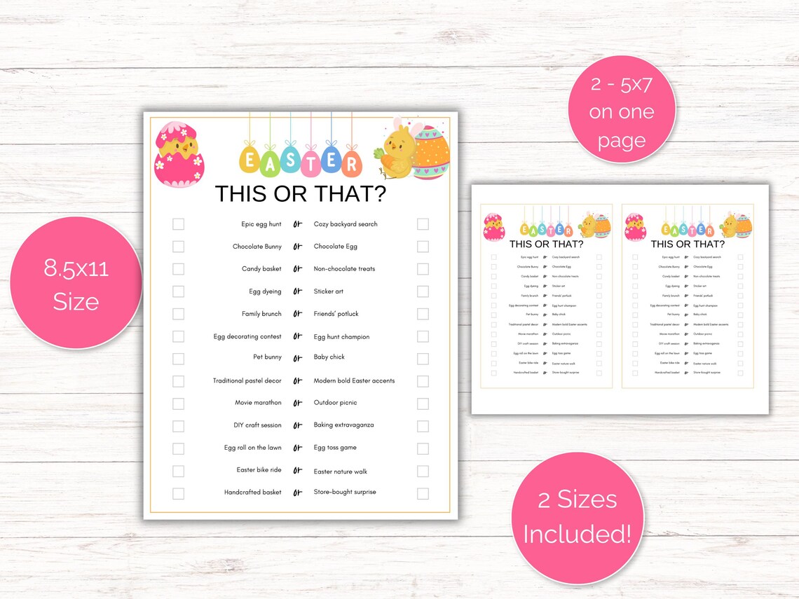 Easter This or That Game, Printable Easter Party Game for Groups, Kids ...