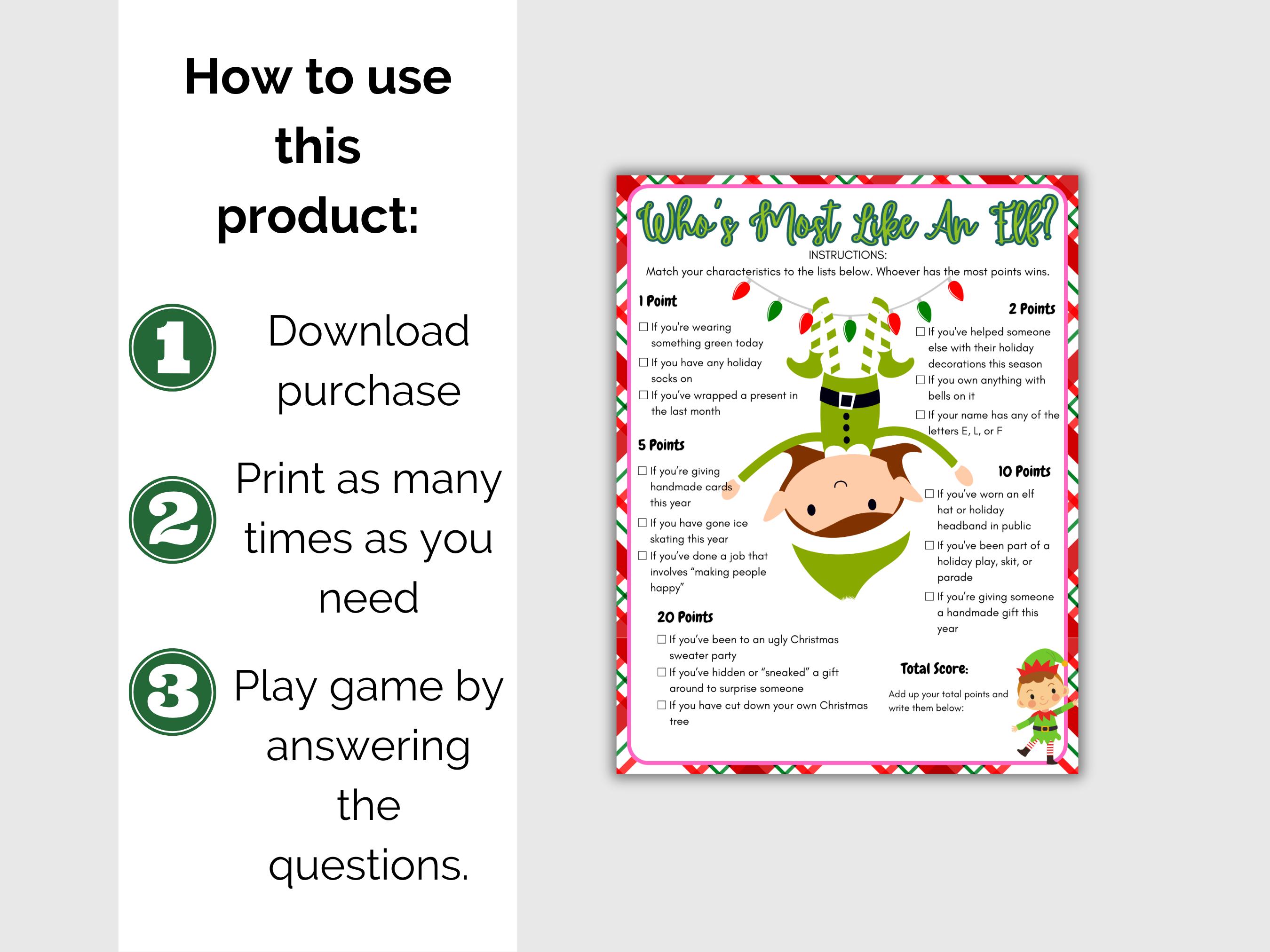 Who's Most Like an Elf Game, Holiday Office Party Games, Christmas Ice ...