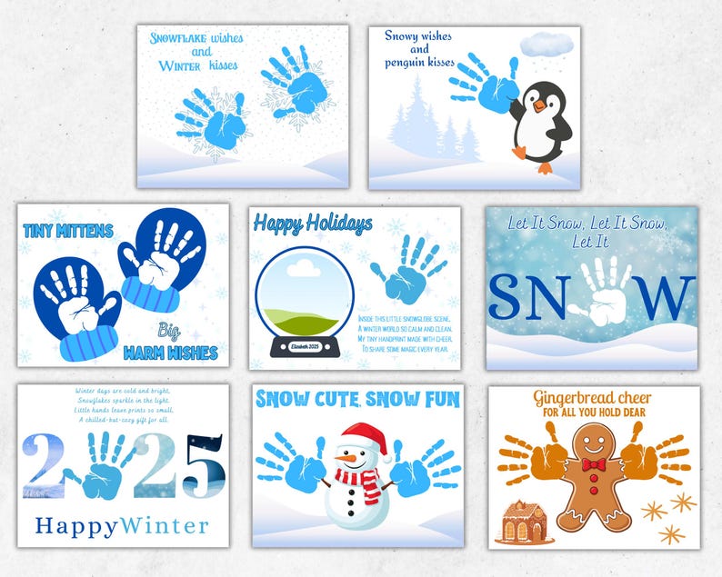 Winter Handprint Art Bundle, Winter Handprint Craft for Toddlers ...