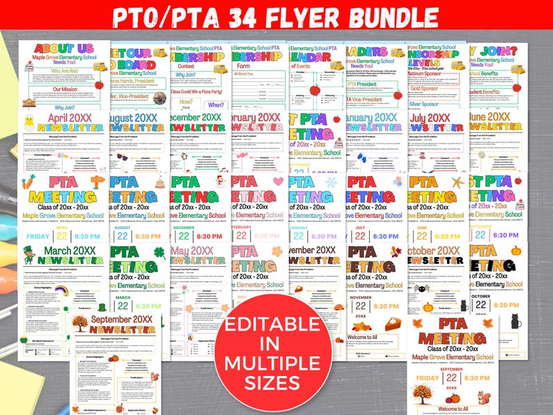 EDITABLE PTO PTA Flyer Template Bundle With Pta Newsletter Templates ...