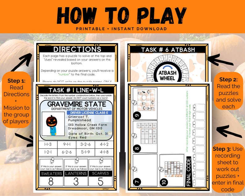Pumpkin Patch Escape Room, Halloween Printable Escape Room Kit, DIY ...