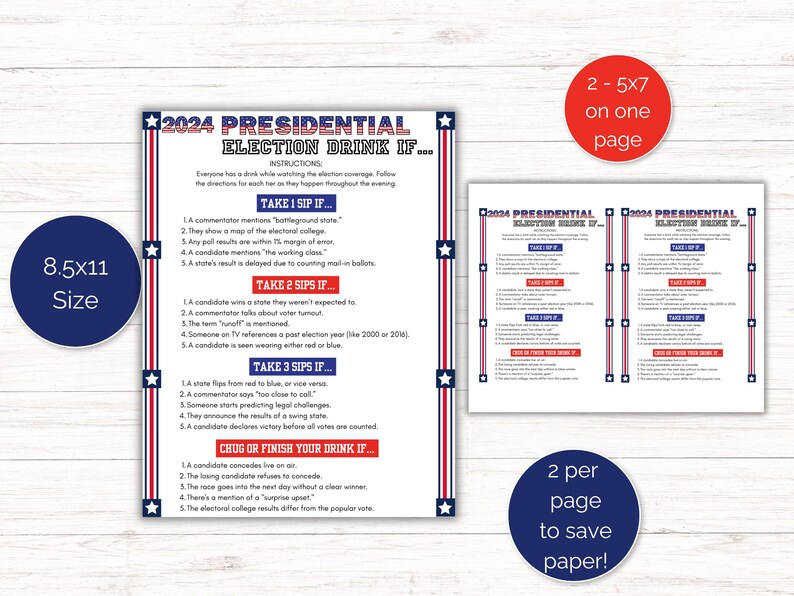 2024 Presidential Election Drinking Game, Election Watch Party Drink If ...