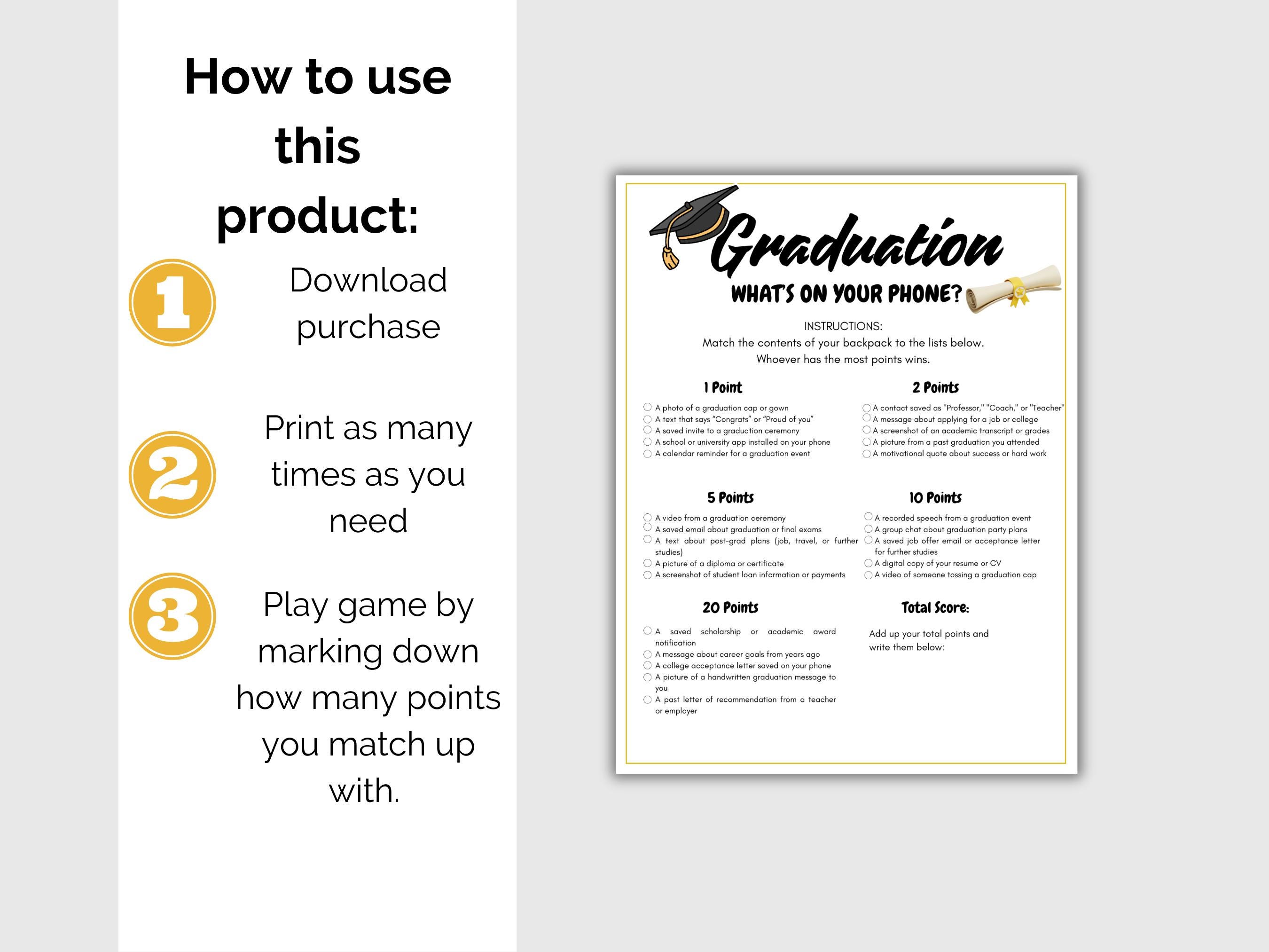 Graduation What's on Your Phone, Printable Graduation Party Game, High ...