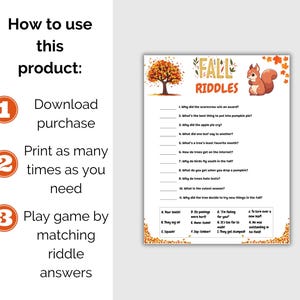 Fall Jokes, Fall Riddles, Autumn Riddles, Fall Party Game, Autumn ...