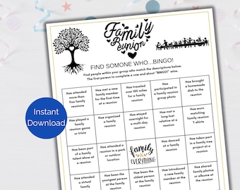 Family Reunion Mingle Bingo Find the Guest Ice Breaker Game - Etsy