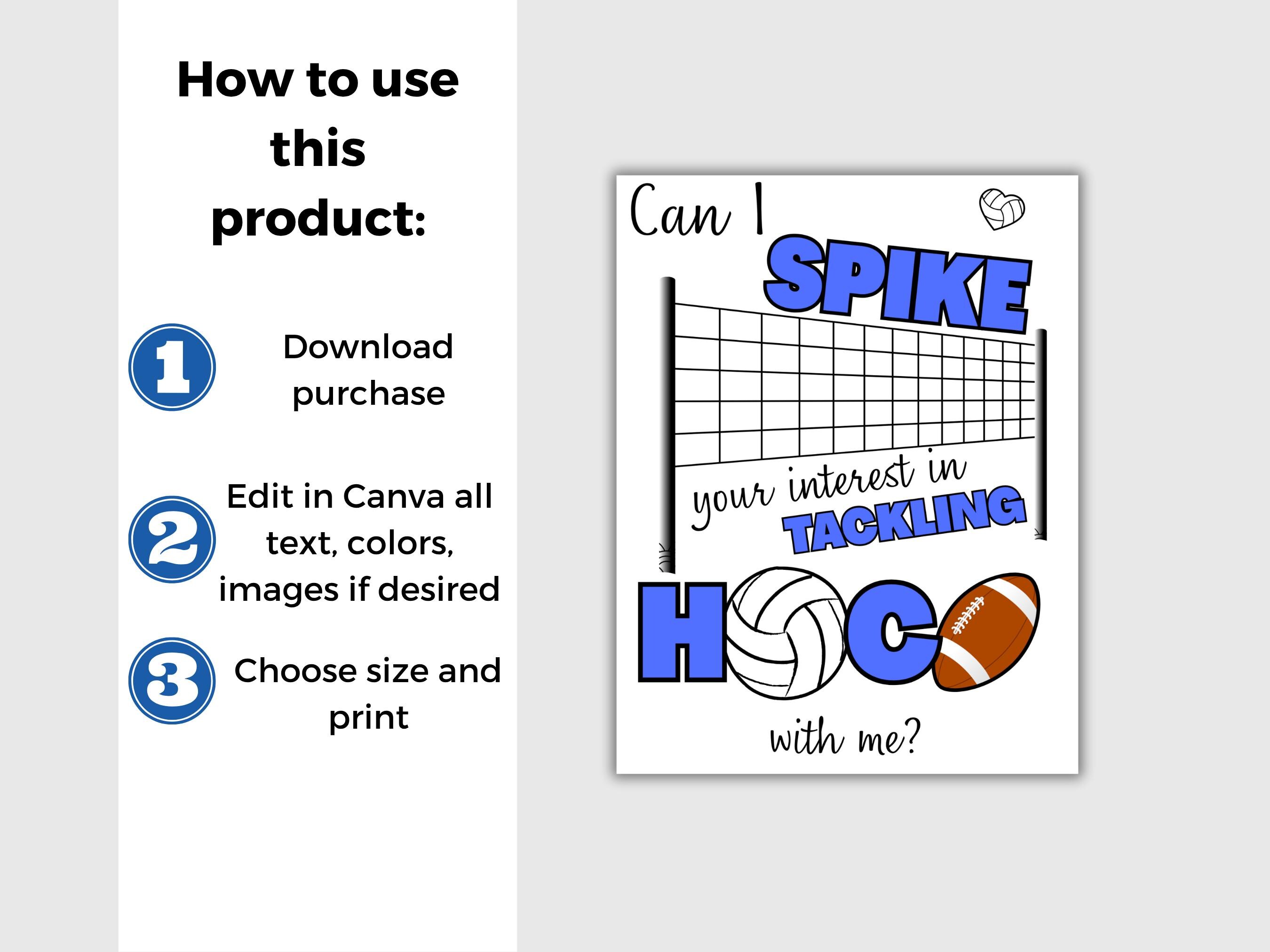 Editable Volleyball and Football Homecoming Proposal Sign, Printable ...