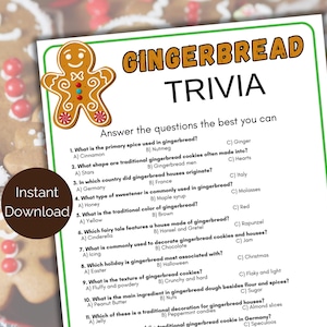 Gingerbread Trivia Game, Christmas Trivia, Christmas Cookie Party Game ...