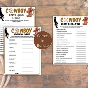Cowboy Game Bundle, Printable Cowboy Games, Cowboy Party Games, Wild ...