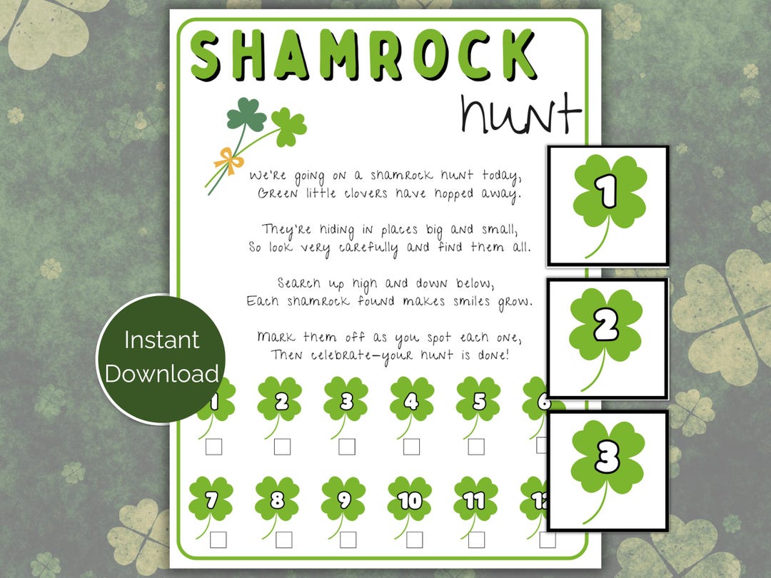 Shamrock Scavenger Hunt for Kids, Printable St Patrick's Day Activity ...