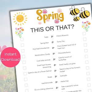 Spring This or That Game, Printable Springtime Game, Spring Icebreaker ...