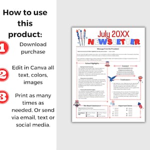 EDITABLE July PTO PTA Newsletter Template, Monthly Classroom July ...