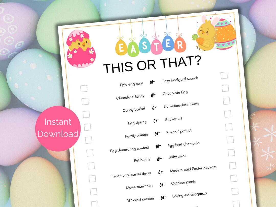 Easter This or That Game, Printable Easter Party Game for Groups, Kids ...